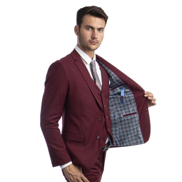 Sean Alexander | Suits & Blazers | Mens Skinnyfit 3pc Burgundy Suit By ...